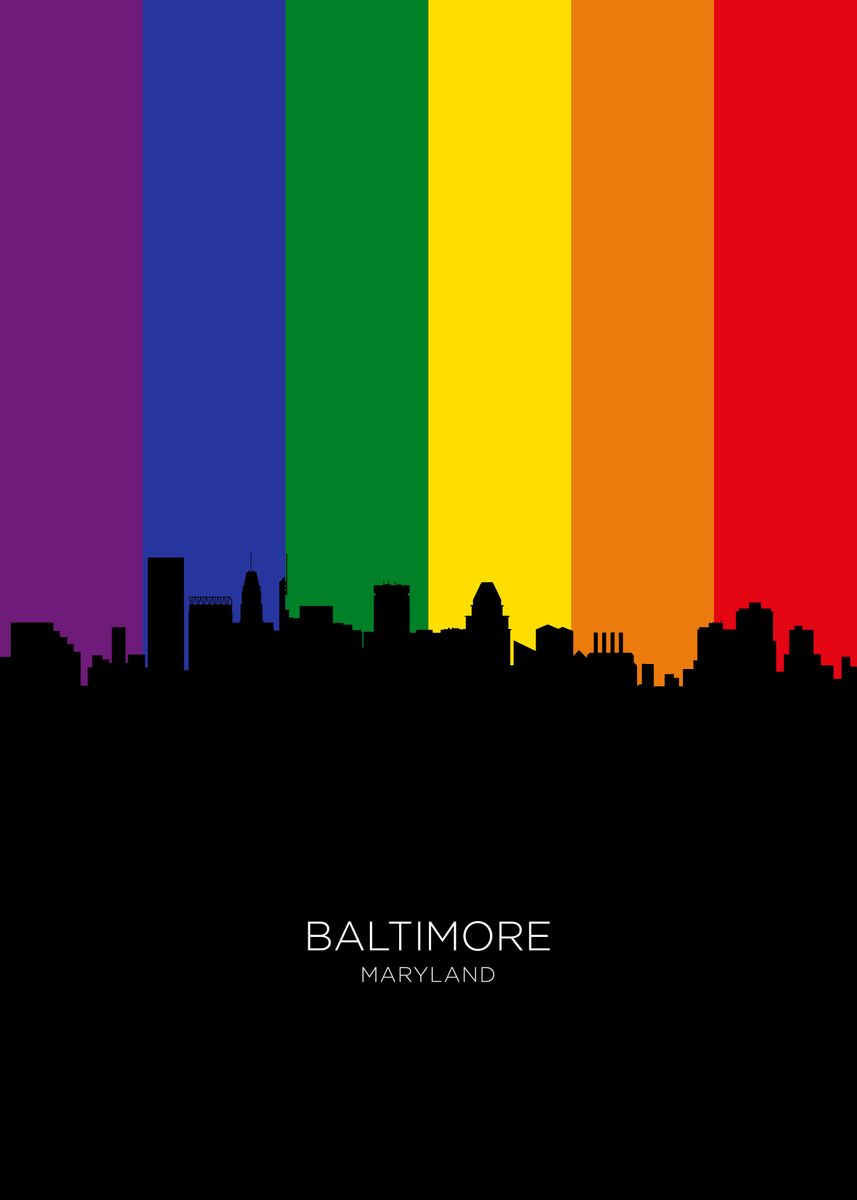 'Baltimore Maryland Skyline' Poster, picture, metal print, paint by ...