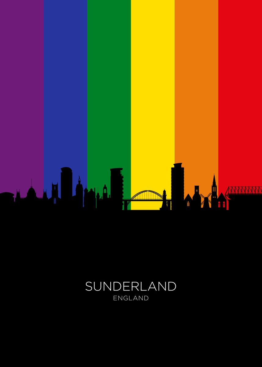'Sunderland England Skyline' Poster, picture, metal print, paint by ...