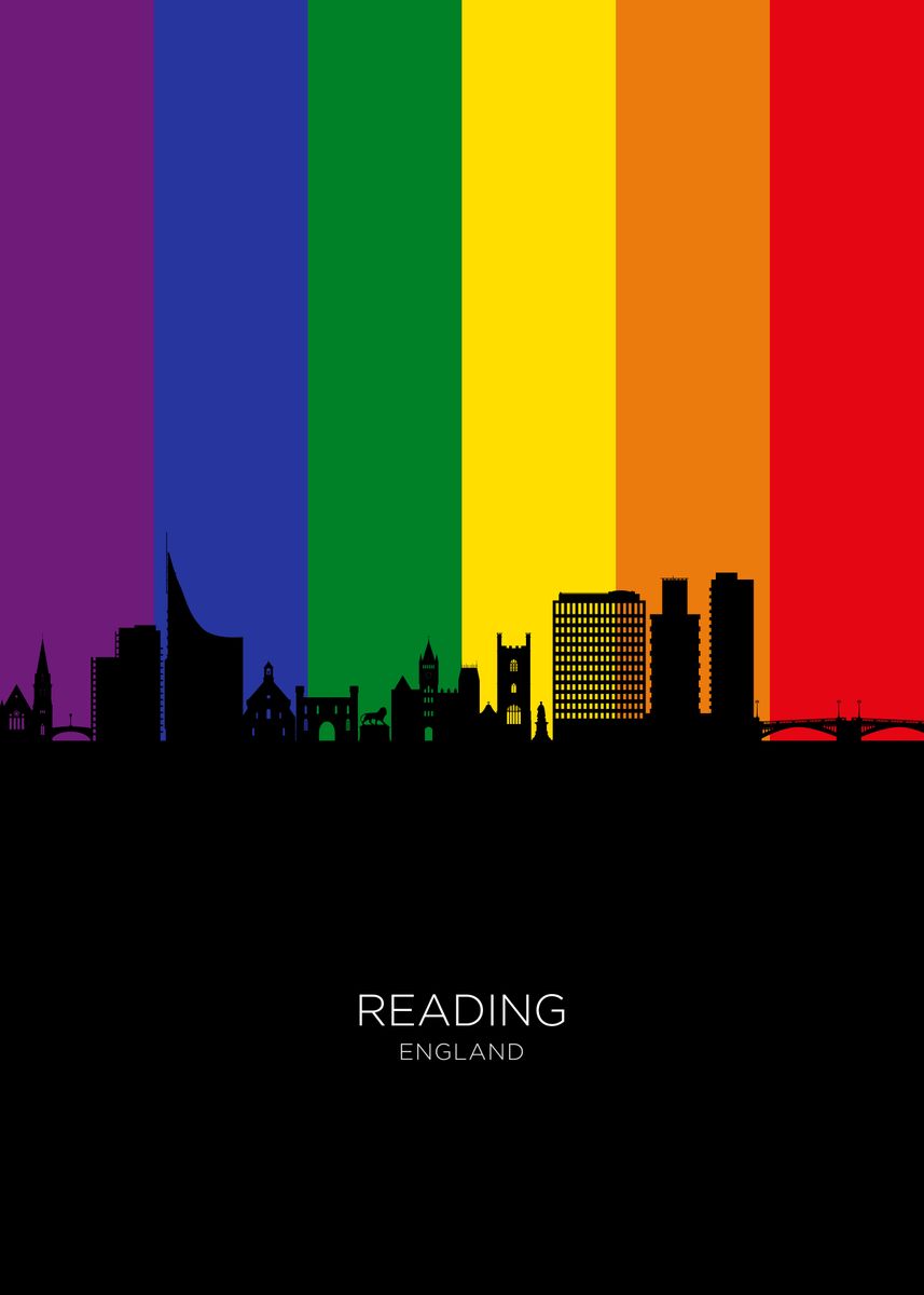 'Reading England Skyline' Poster, picture, metal print, paint by ...