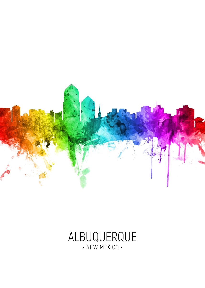 'Albuquerque Skyline' Poster by Michael Tompsett | Displate