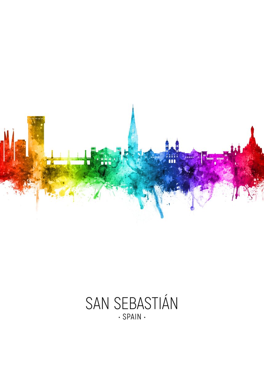 'San Sebastian Skyline' Poster, picture, metal print, paint by Michael ...