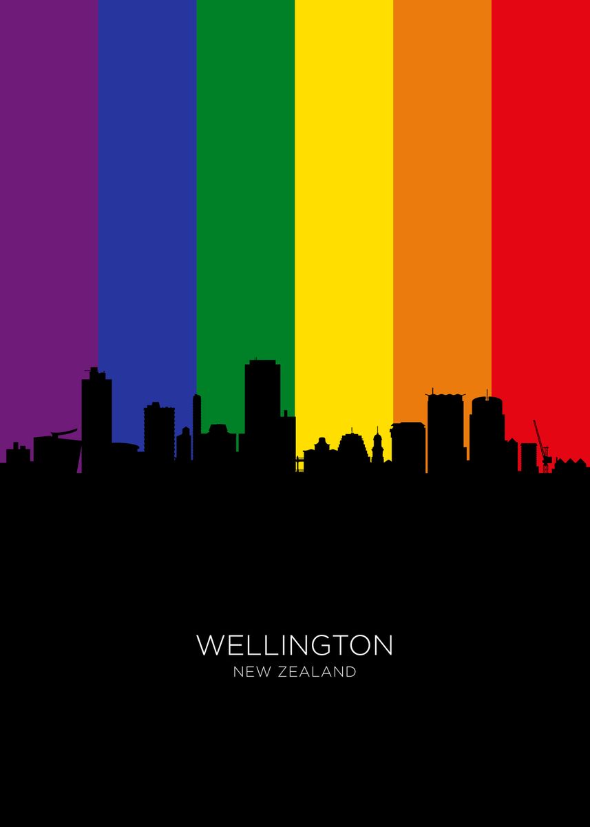 'Wellington Skyline' Poster by Michael Tompsett | Displate