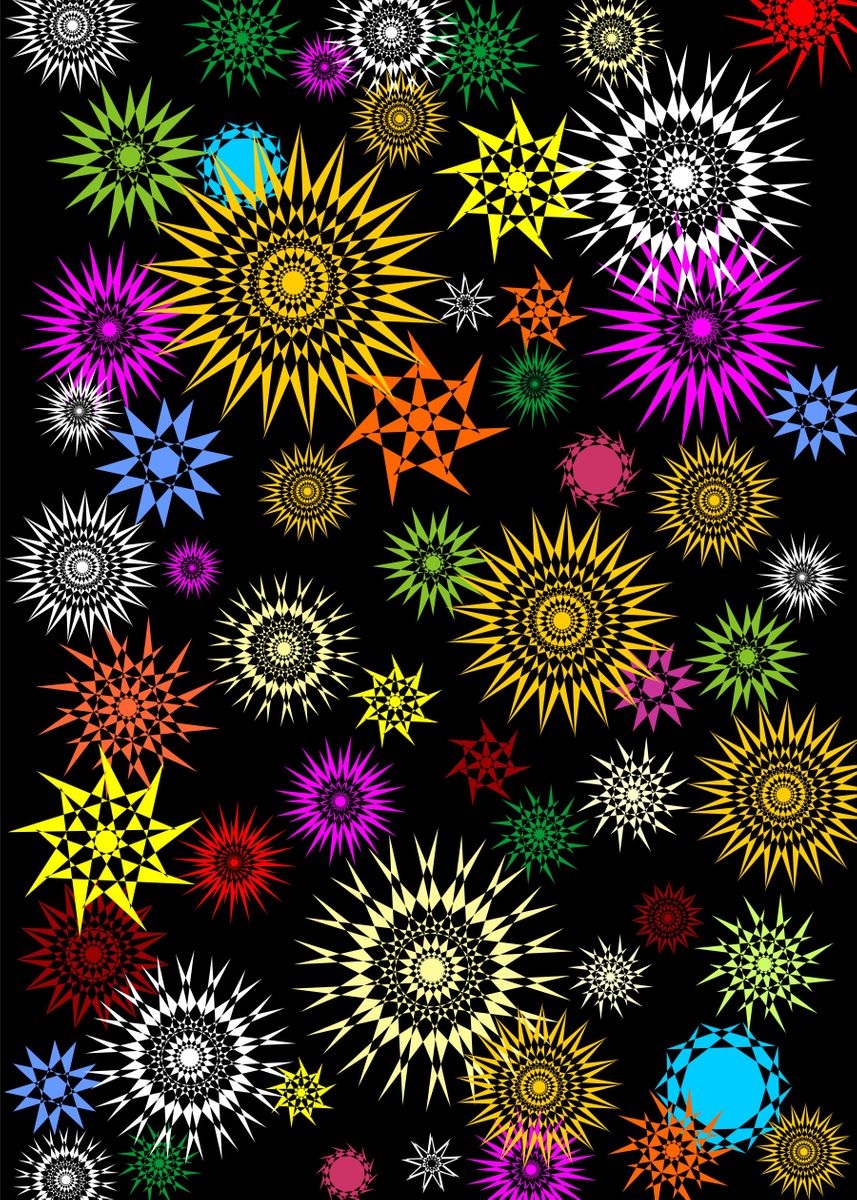 'Colorful Lantern Stars ' Poster, picture, metal print, paint by Andrew ...