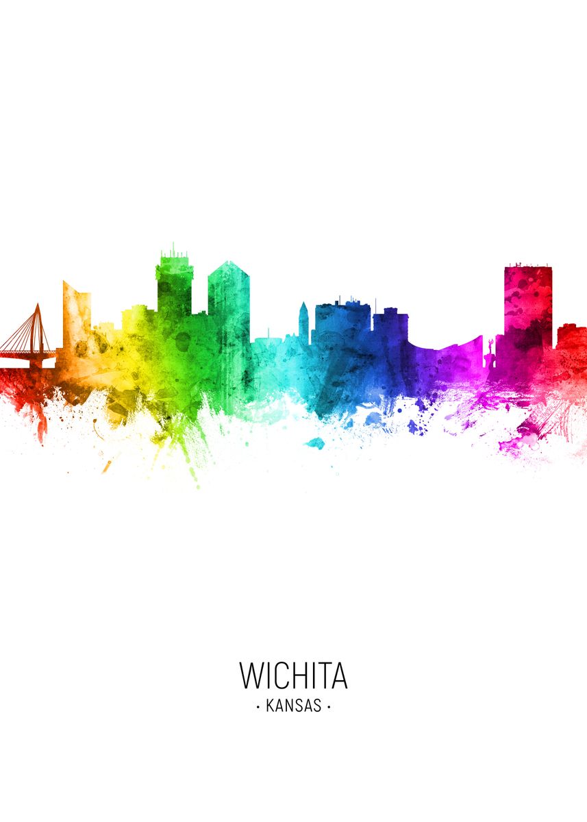 'Wichita Kansas Skyline' Poster, picture, metal print, paint by Michael ...