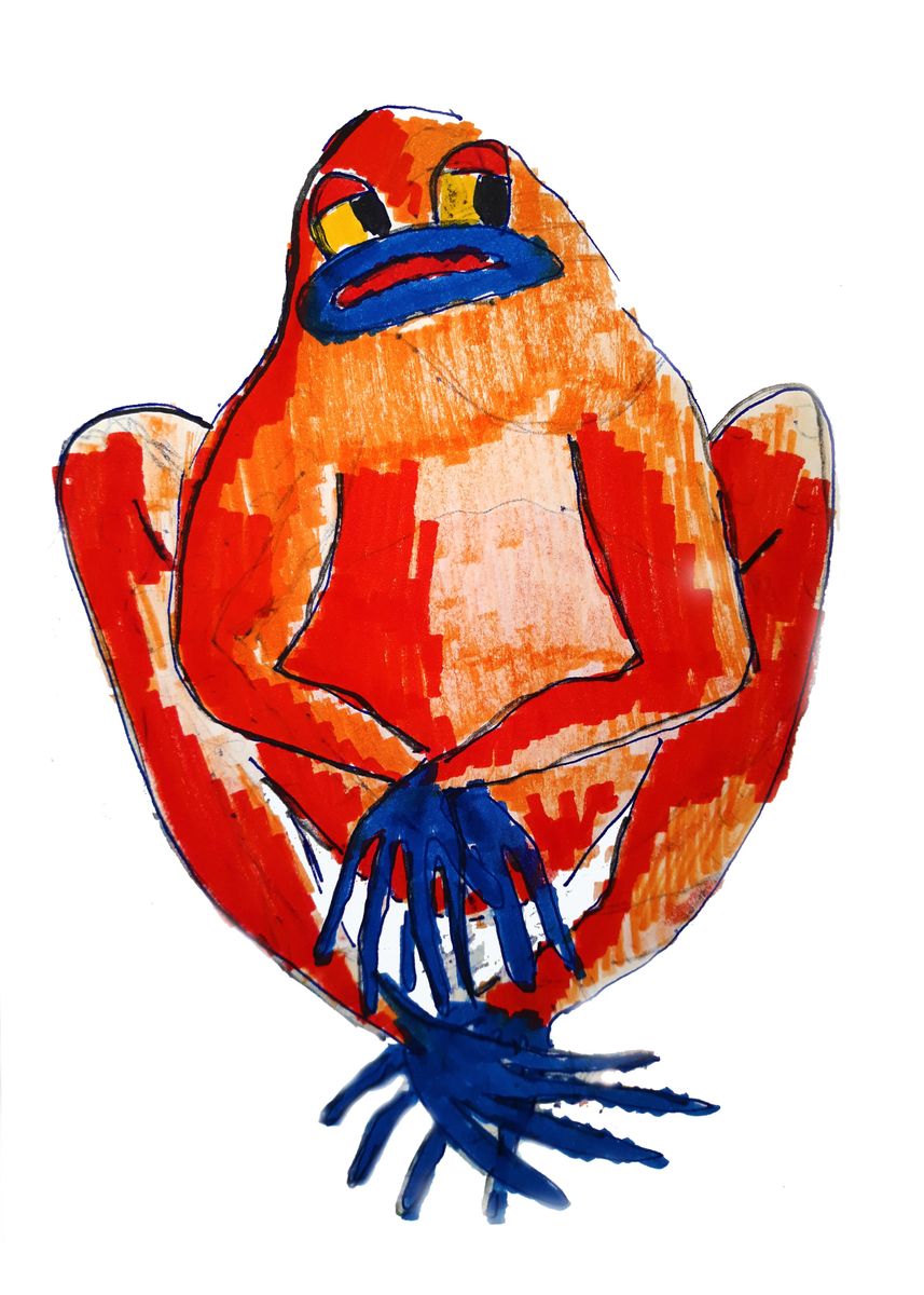 'Wondering Red Frog' Poster, picture, metal print, paint by Edy Art ...