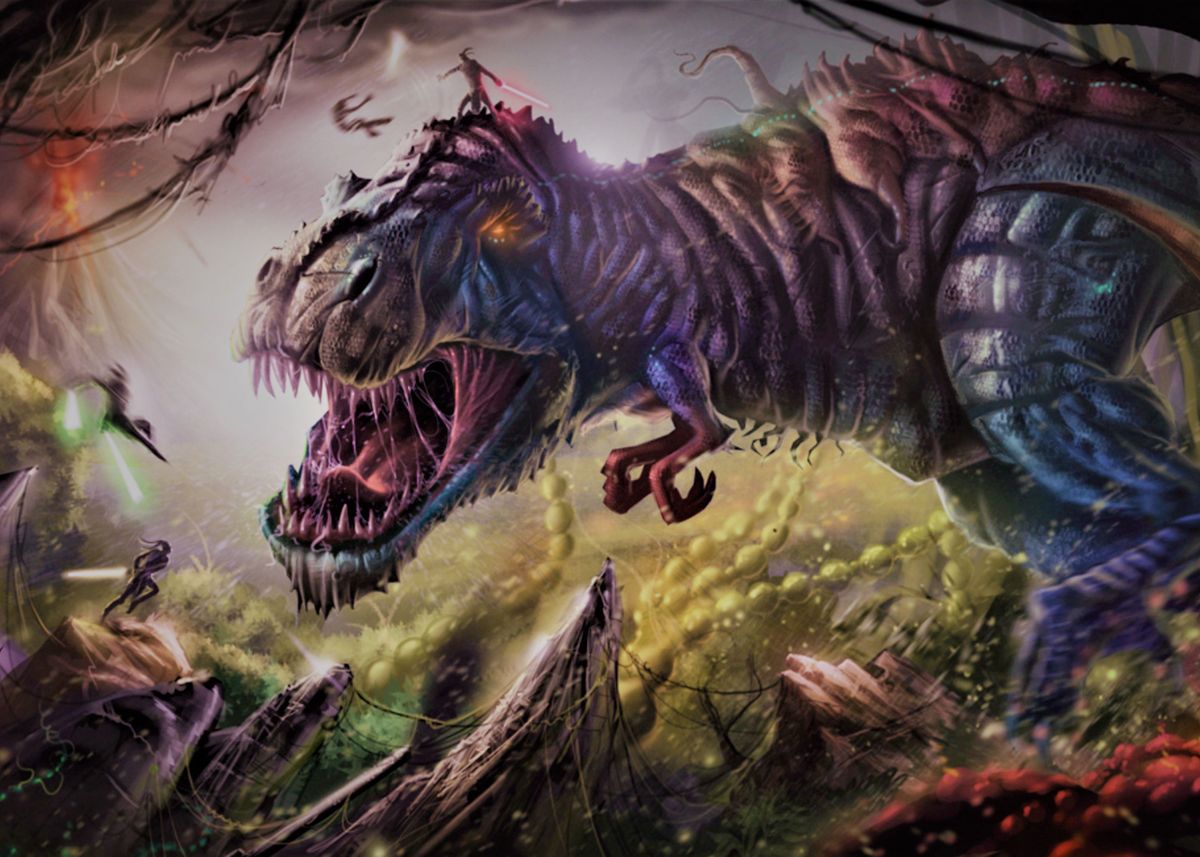 'Rexy strikes back' Poster by Gabriel Auger leblanc | Displate