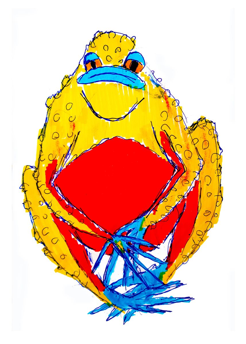 'Yellow red frog' Poster by Edy Art Space | Displate