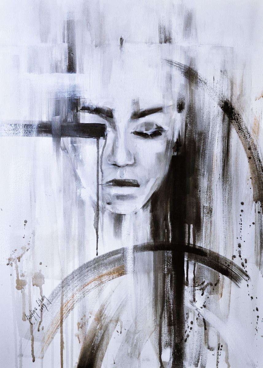 'Abstract Face Minimalism' Poster, picture, metal print, paint by ...