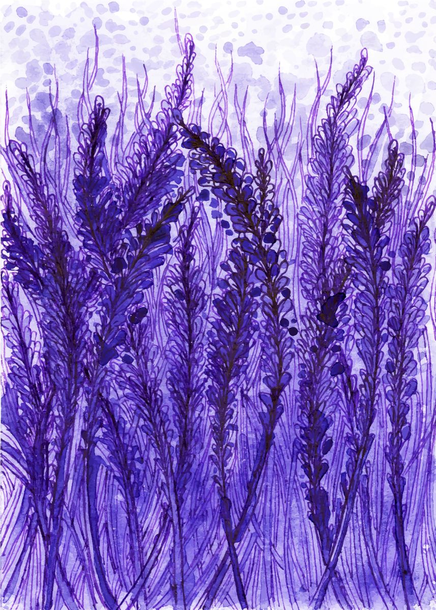 'Lavanda Ink' Poster, picture, metal print, paint by Anna Novikova ...