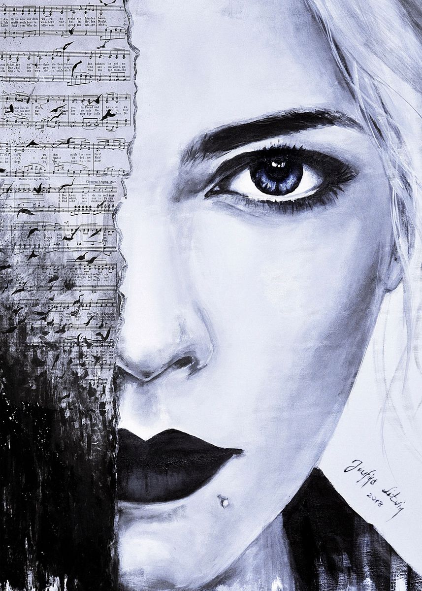 'BNW Portrait Birds Minimal' Poster, picture, metal print, paint by ...