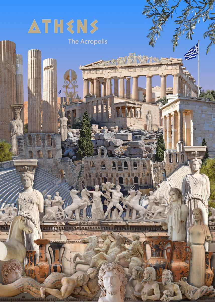 'The Acropolis in Athens' Poster, picture, metal print, paint by Mike ...