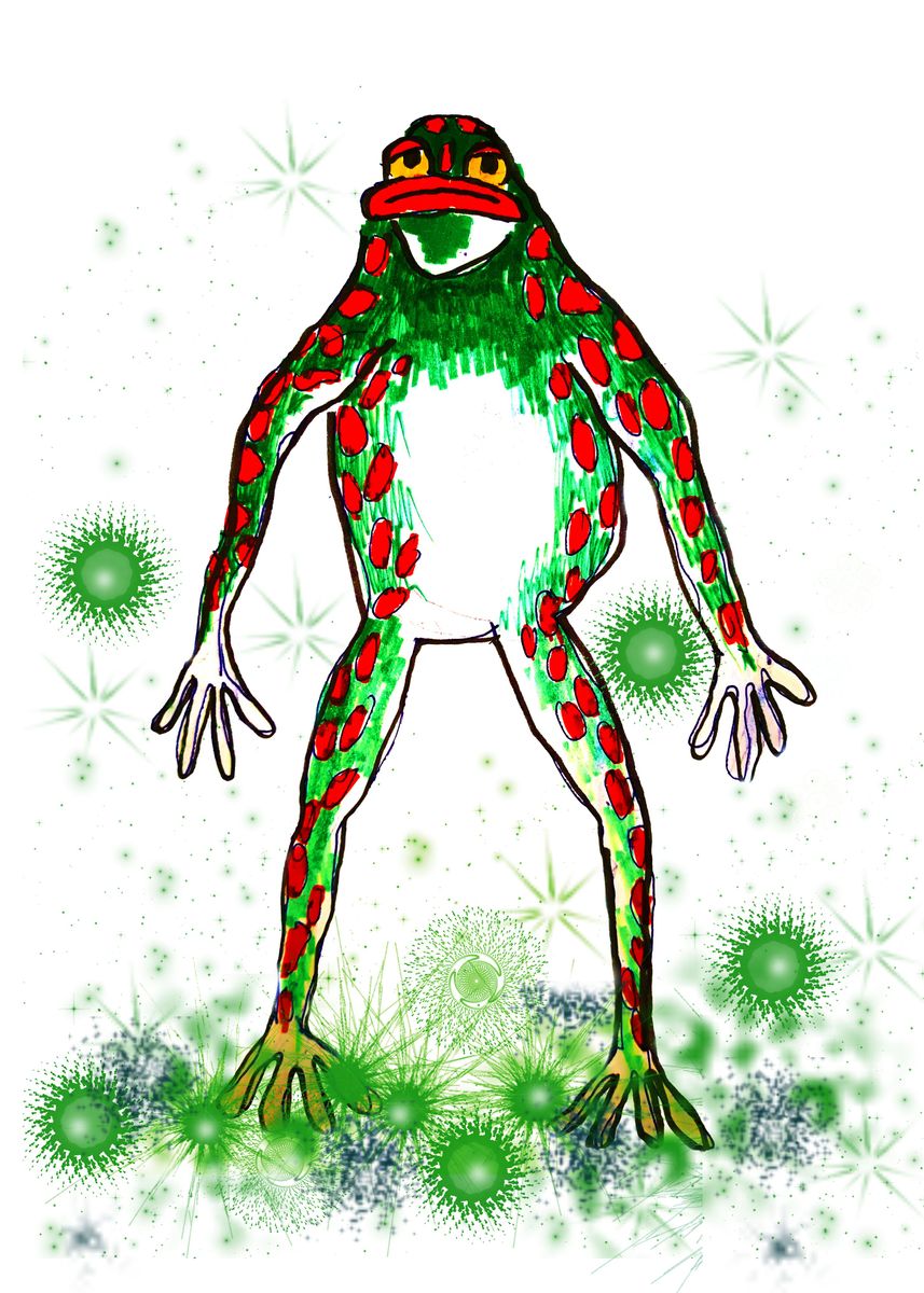 'Green Galaxy Frog' Poster, picture, metal print, paint by Edy Art ...