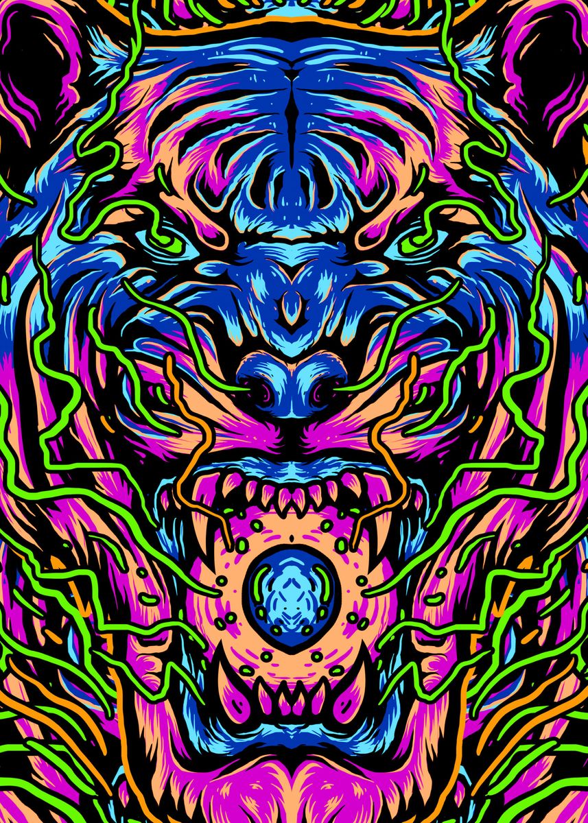 'Roar' Poster, picture, metal print, paint by Badack Nugraha | Displate