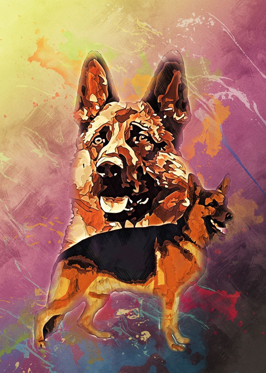 'German Shepherd' Poster, picture, metal print, paint by Printed ...