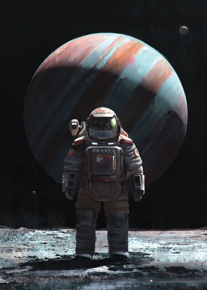 'Cosmonaut on Ganymede' Poster, picture, metal print, paint by Maciej ...
