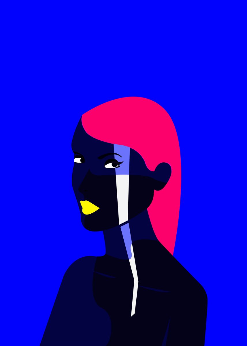 'Neon lady' Poster, picture, metal print, paint by strom born | Displate