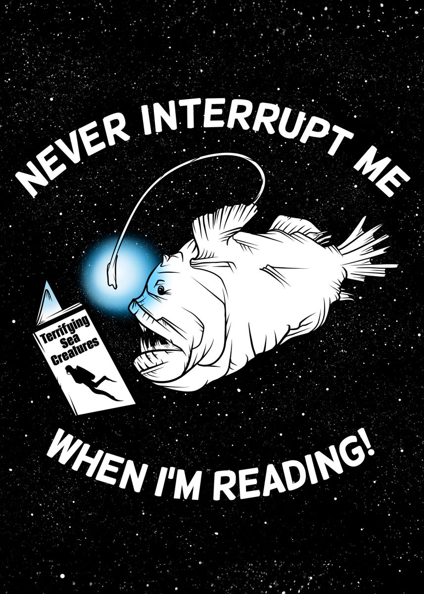 'Anglerfish Reading Fish' Poster, picture, metal print, paint by ...