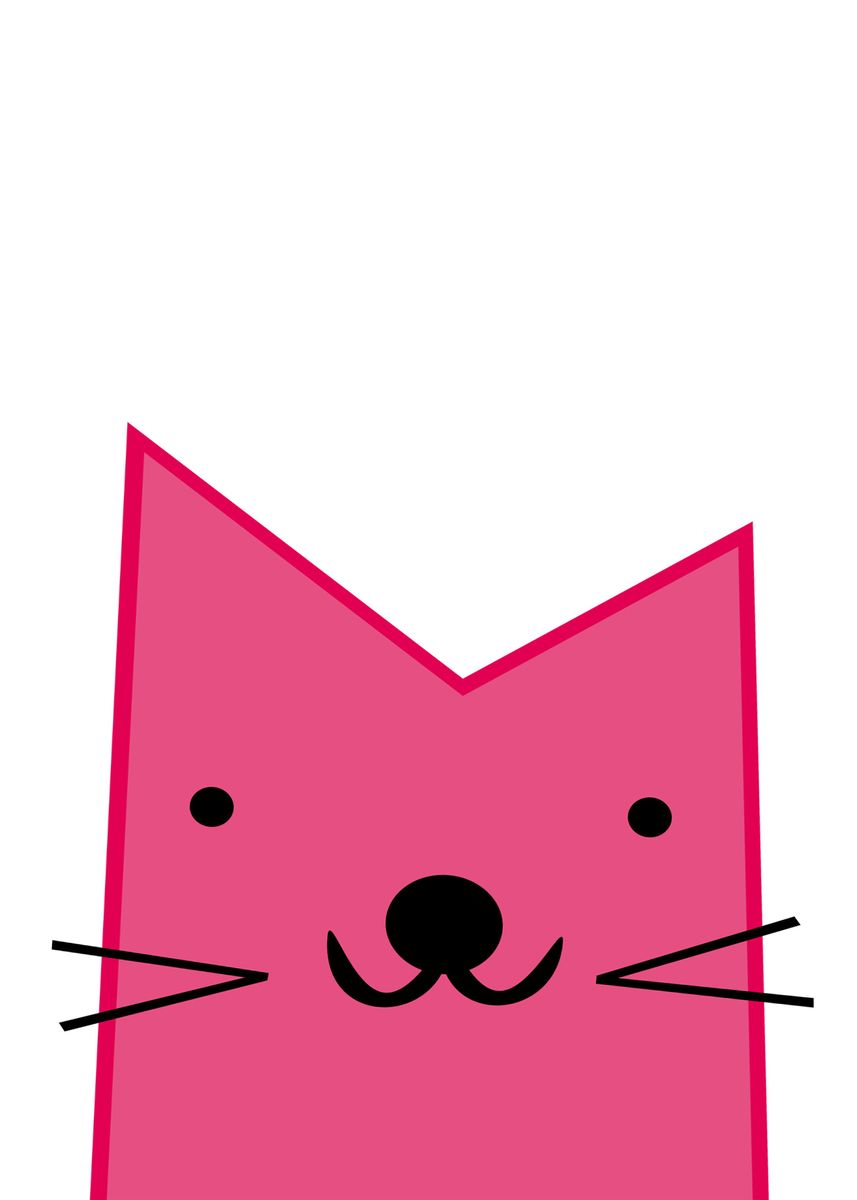 'Pink cat' Poster, picture, metal print, paint by Moozy Cat | Displate