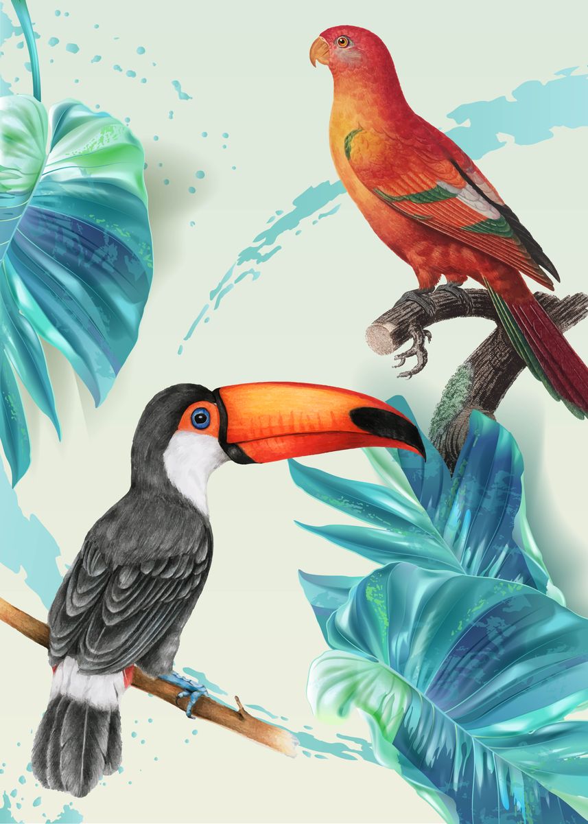 'Tropical Birds 04' Poster, picture, metal print, paint by Out of Box ...