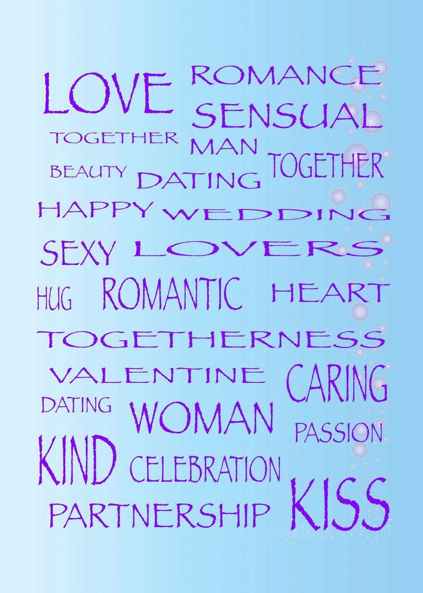 'Blue Words Of Love' Poster, picture, metal print, paint by HomeStead ...
