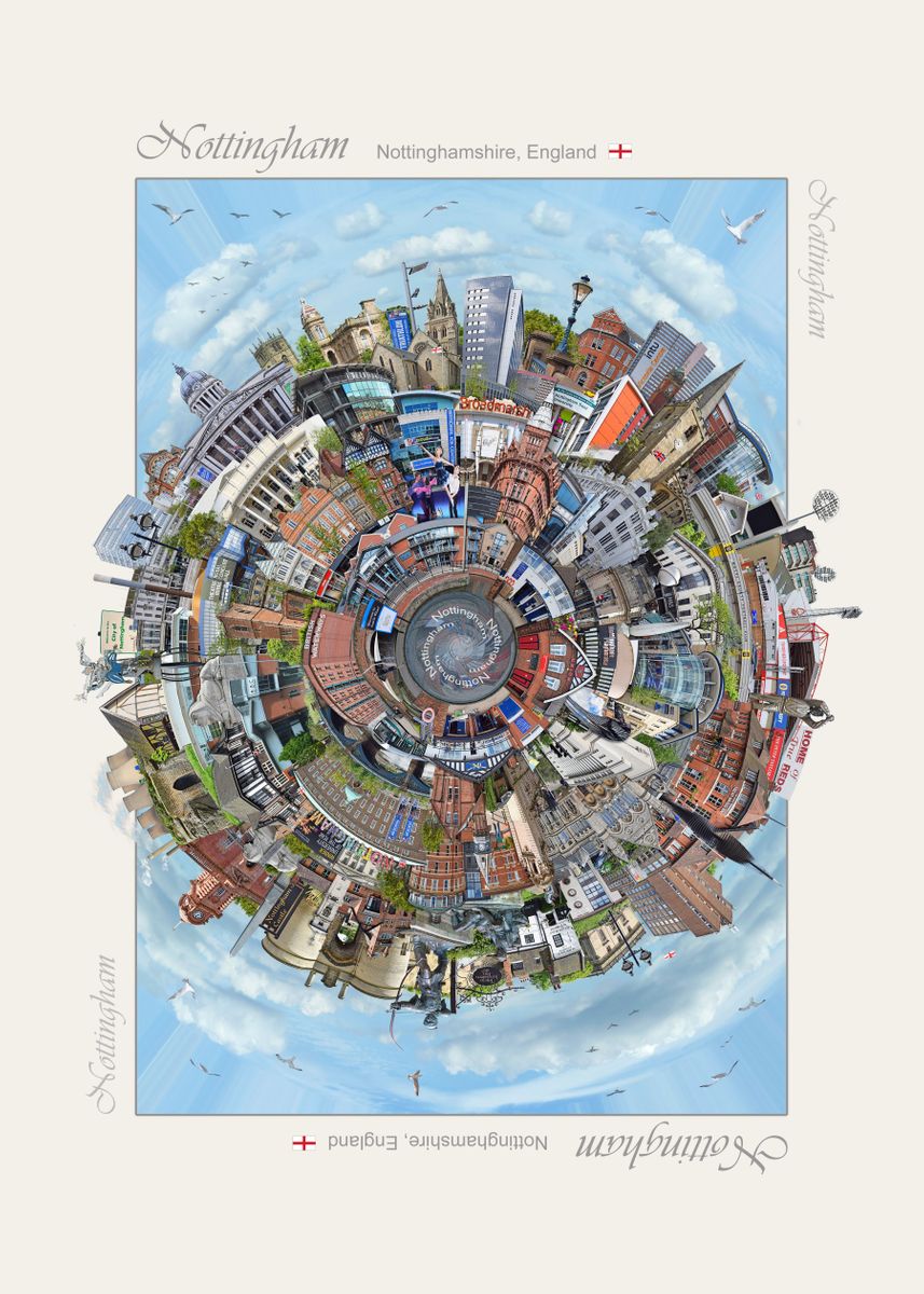 'Nottingham' Poster, picture, metal print, paint by Mike Pratt | Displate