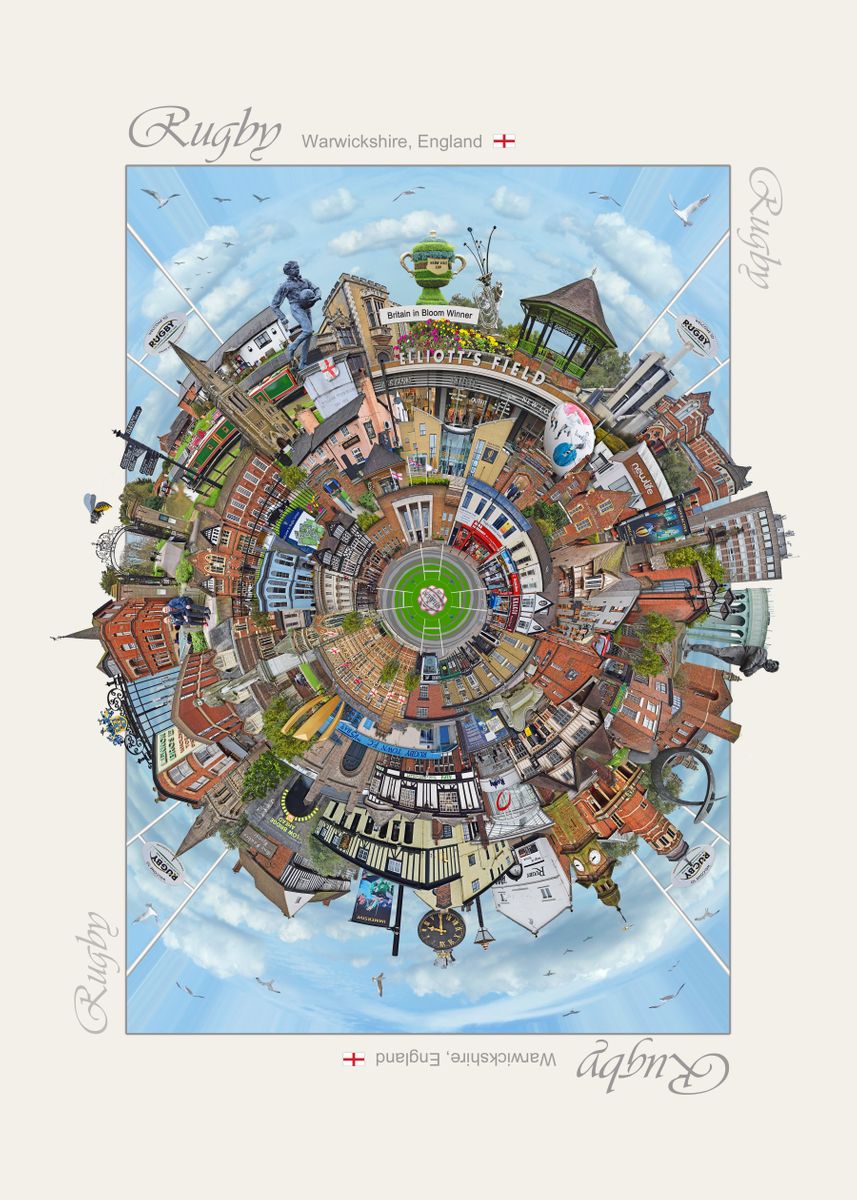 'Rugby Town' Poster, picture, metal print, paint by Mike Pratt | Displate