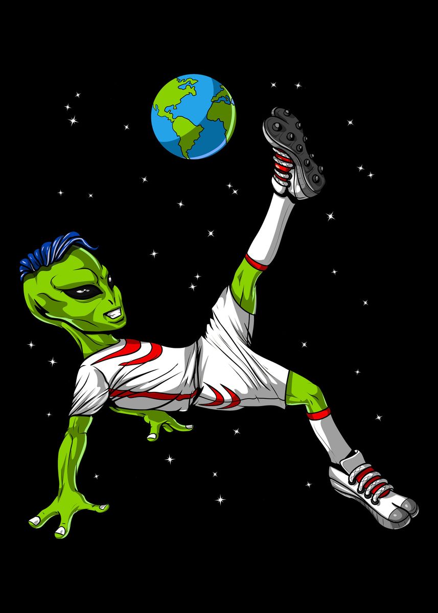 'Space Alien Soccer' Poster, picture, metal print, paint by ...