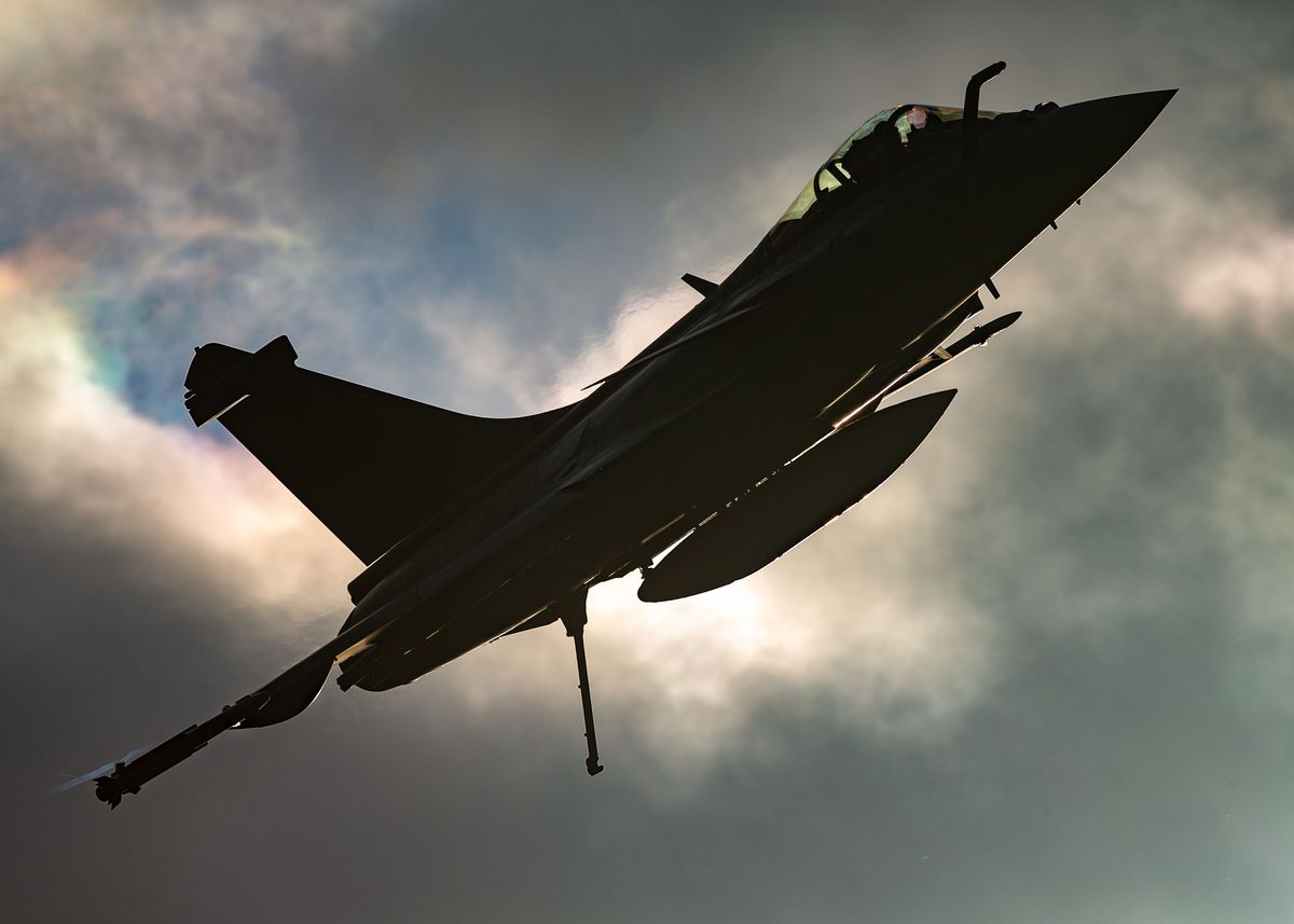 'French Navy Rafale sunset ' Poster by Sebastien Leonard | Displate