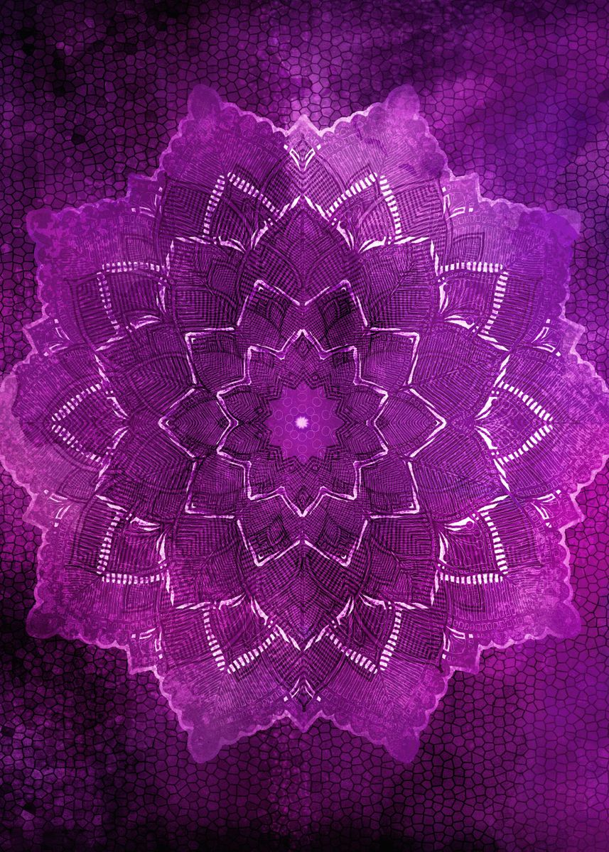 'Violet flower Mandala' Poster, picture, metal print, paint by MCAshe ...