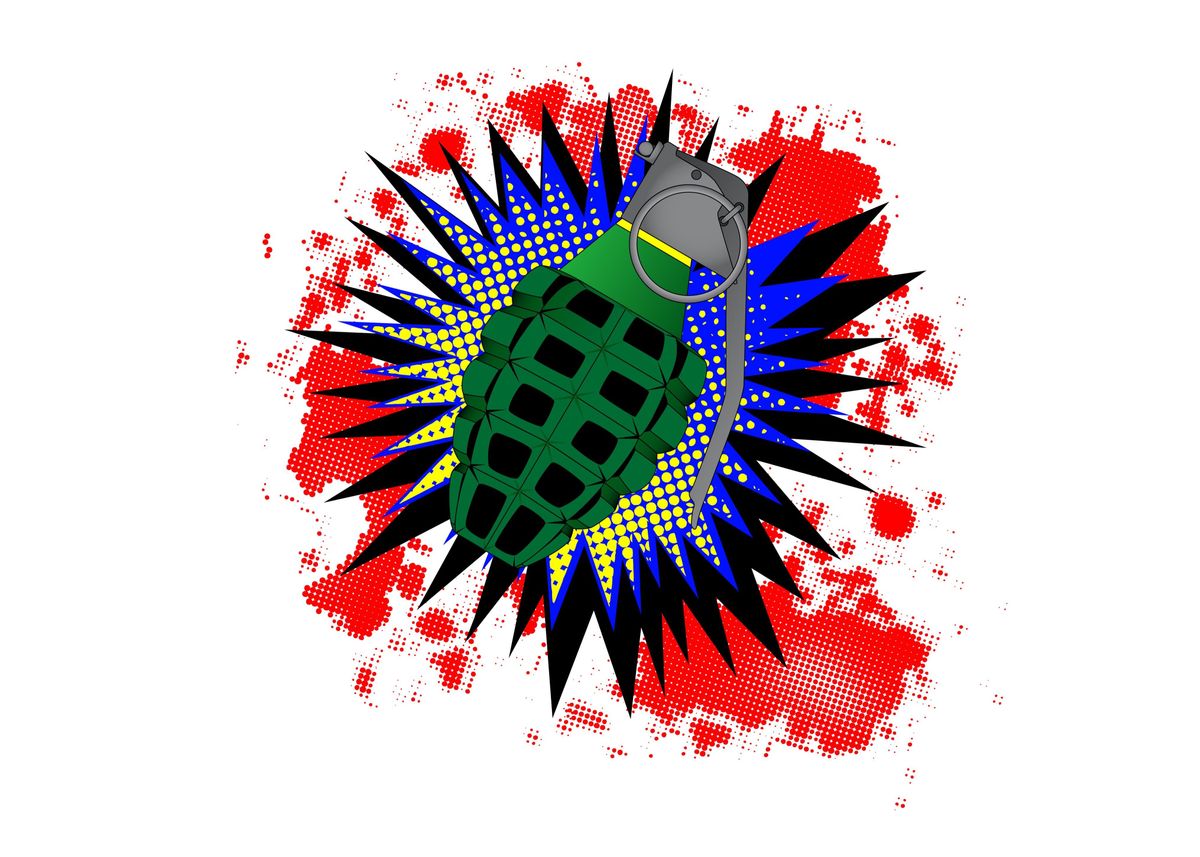 'Grenade Comic Exclamation' Poster by HomeStead Digital | Displate