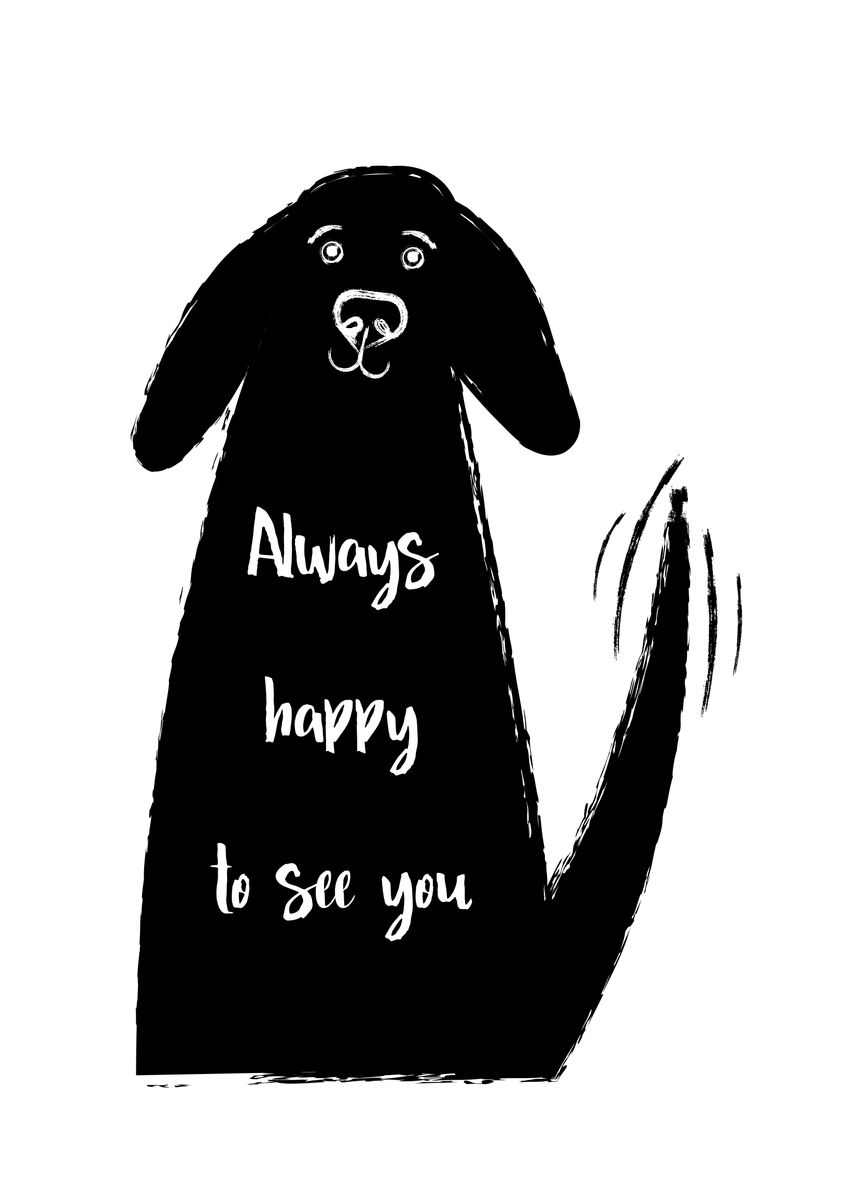 'Happy Dog' Poster, picture, metal print, paint by Adam Regester | Displate