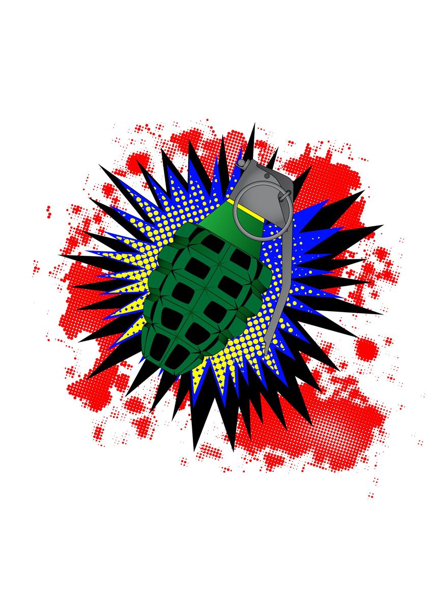 'Grenade Comic Exclamation' Poster by HomeStead Digital | Displate