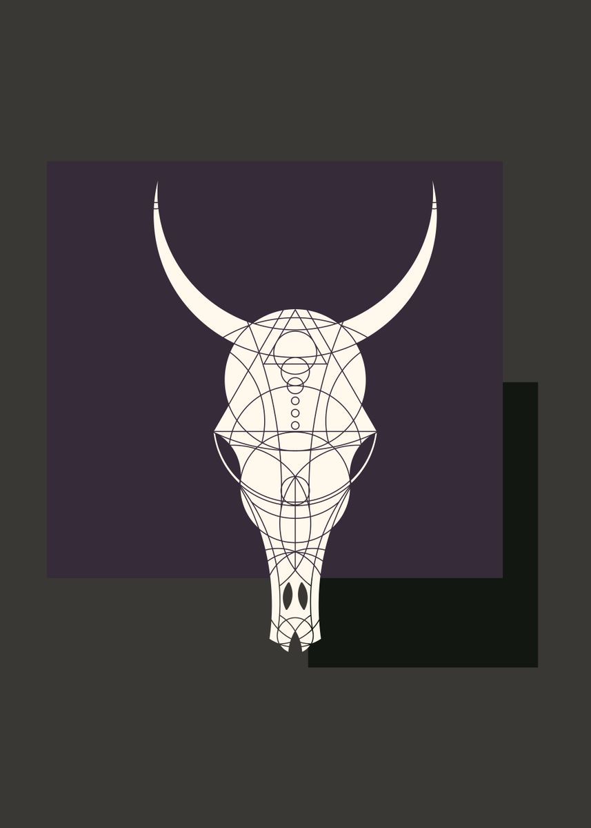 'Geometric Cow Skull' Poster by Alice Iranon | Displate