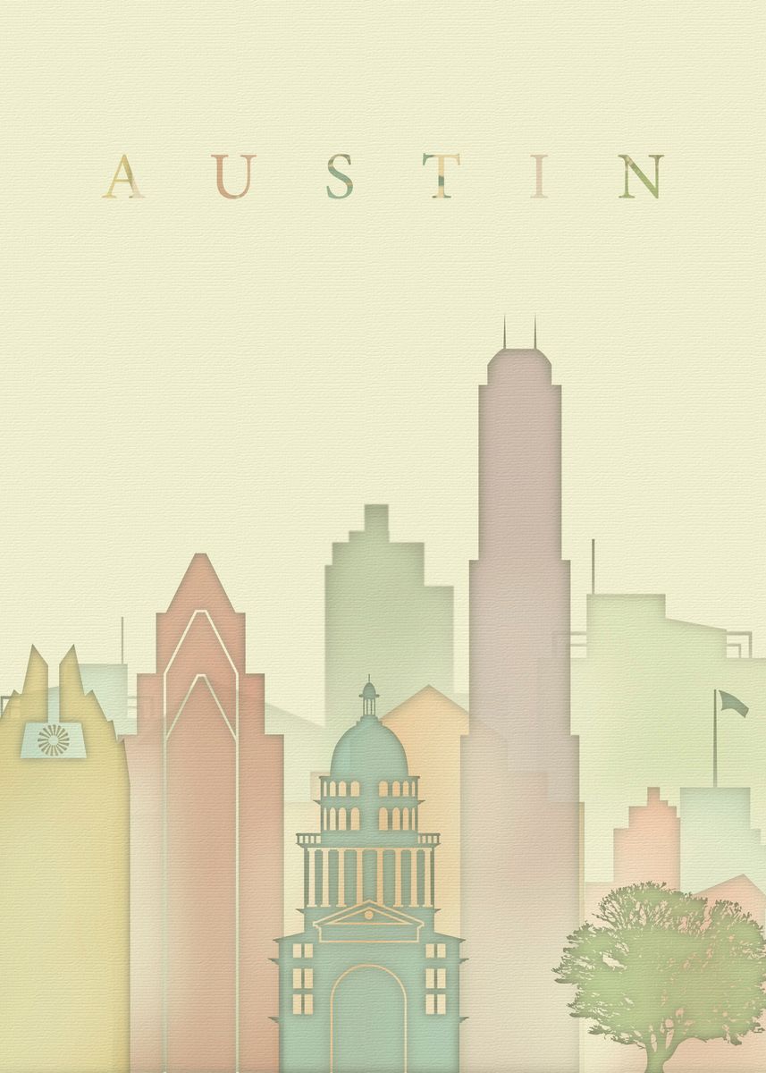 'Austin Texas Skyline' Poster by Dim | Displate