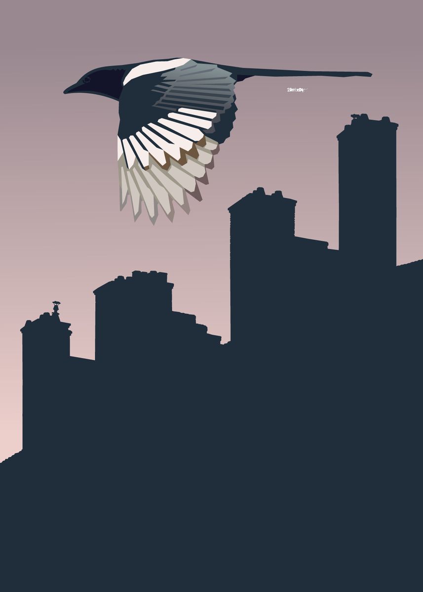 'Bird Over City' Poster, picture, metal print, paint by zelko radic ...