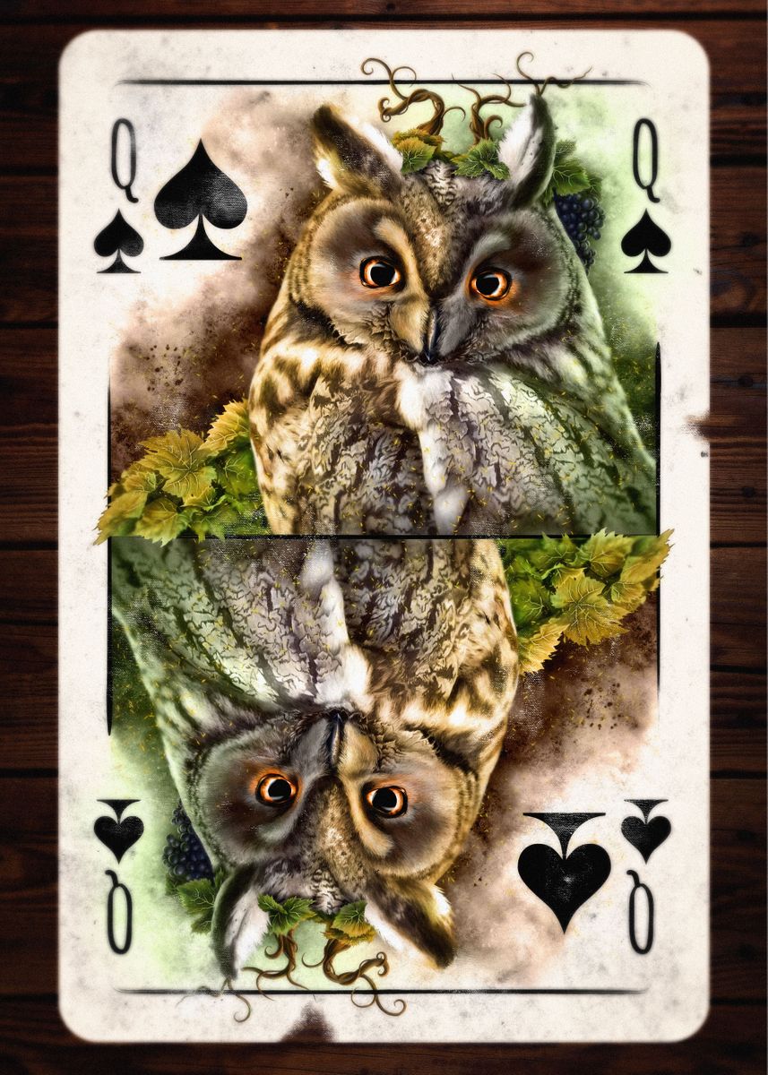 'Spades Graceful Owl Queen' Poster, picture, metal print, paint by ...