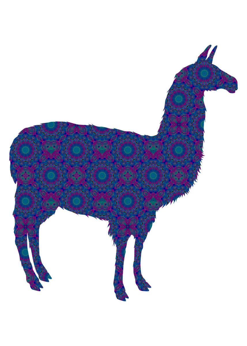 'Llama' Poster, picture, metal print, paint by Emily Pigou Art | Displate