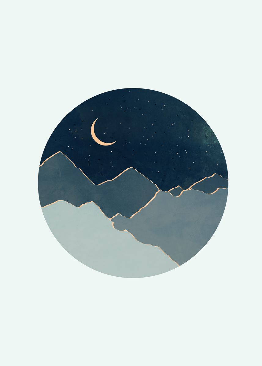 'Golden Moon' Poster, picture, metal print, paint by Aera | Displate