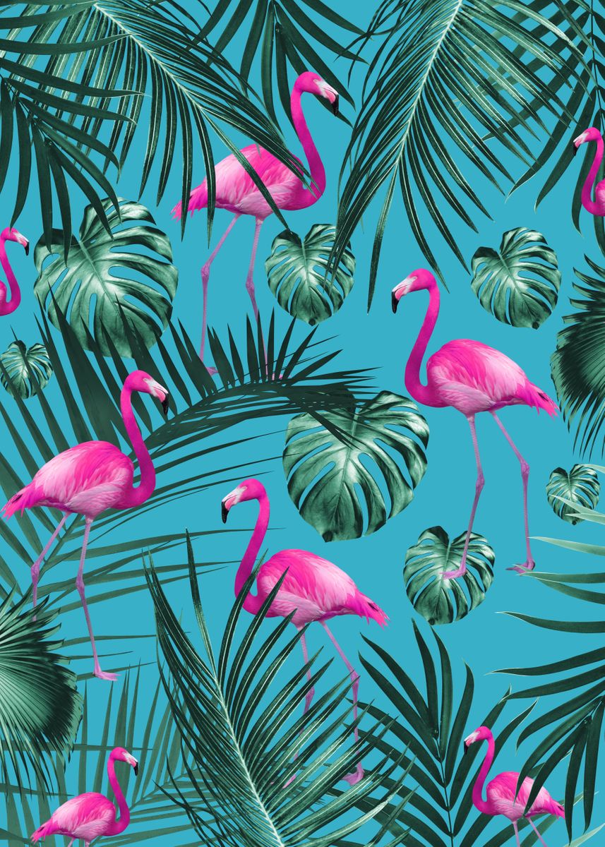 'Tropical Flamingo 4 ' Poster, picture, metal print, paint by Anita's ...