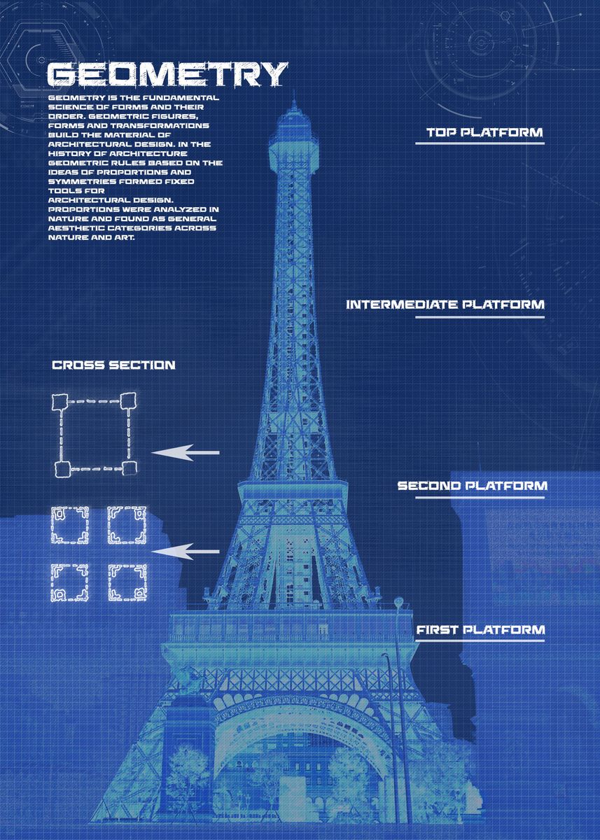 'Geometry Eiffel Tower' Poster, picture, metal print, paint by Lailanie ...