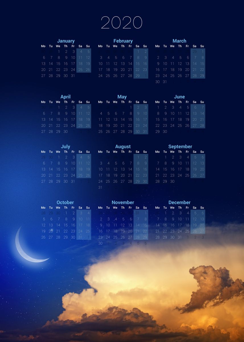 'Calendar 2020 — Moon 4' Poster, picture, metal print, paint by Moon ...