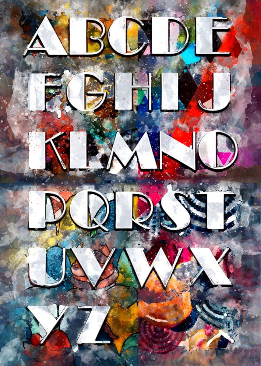 'alphabet watercolor' Poster, picture, metal print, paint by Lailanie ...