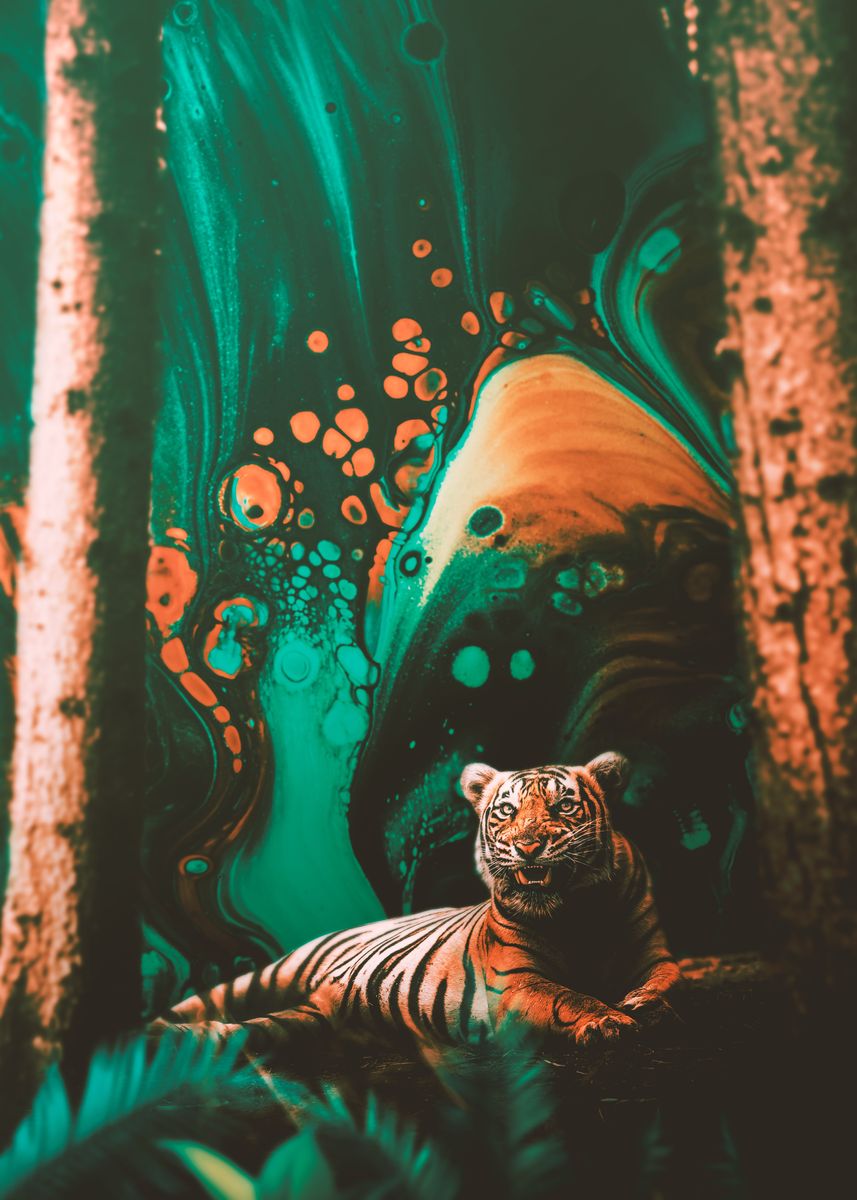 'Surreal Tiger Chilling ' Poster, picture, metal print, paint by ...