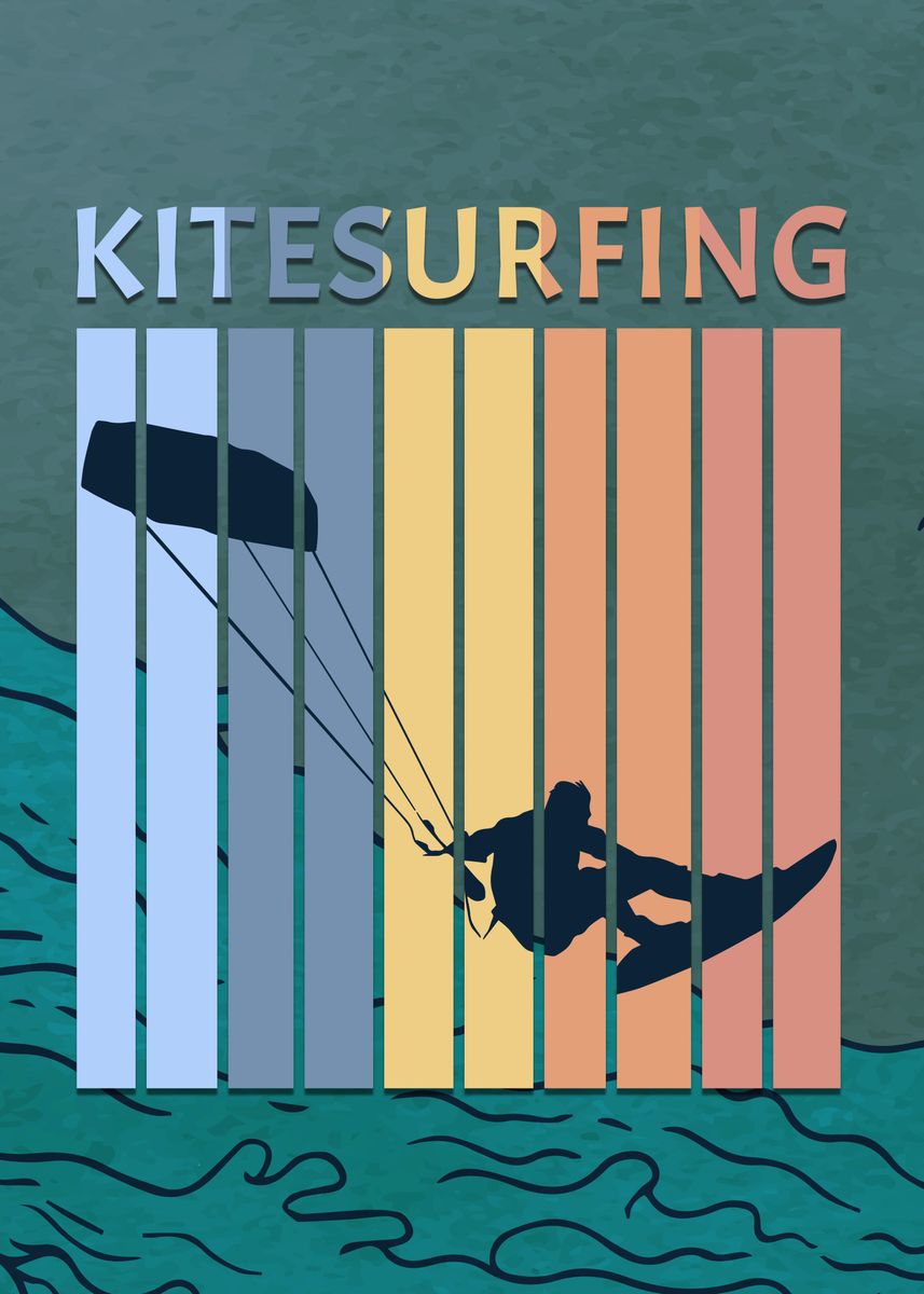 'KITESURFING VINTAGE POSTER' Poster by PosterWorld | Displate