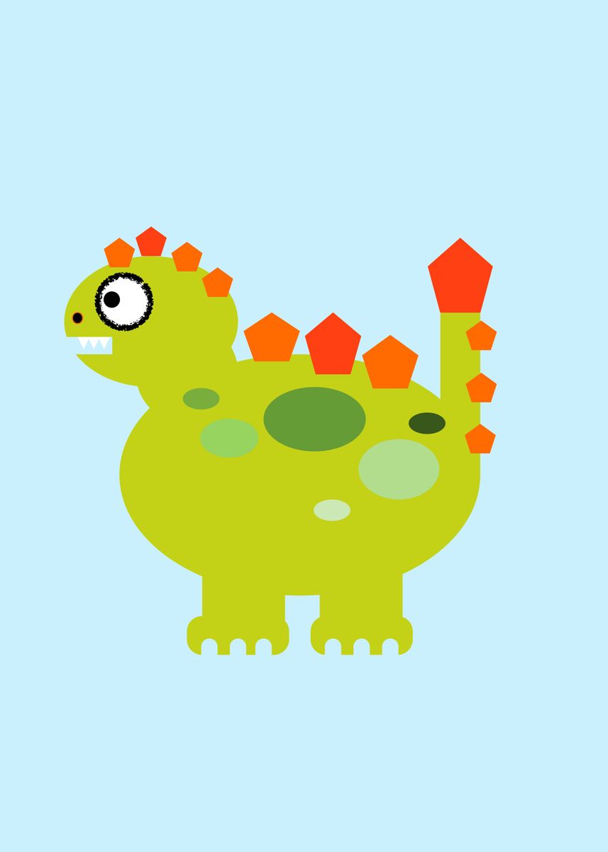 'Kids Green Dinosaur' Poster, picture, metal print, paint by Adam ...