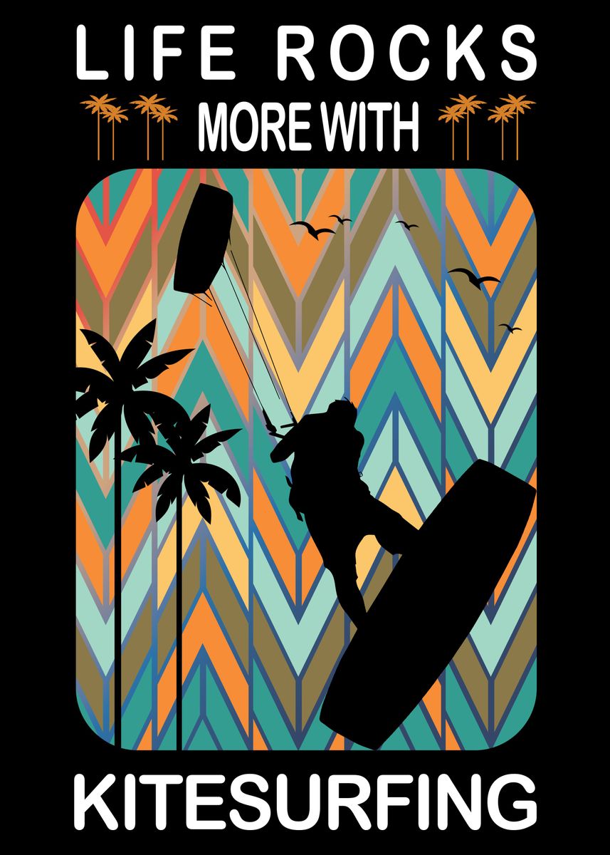 'KITESURFING VINTAGE' Poster, picture, metal print, paint by ...