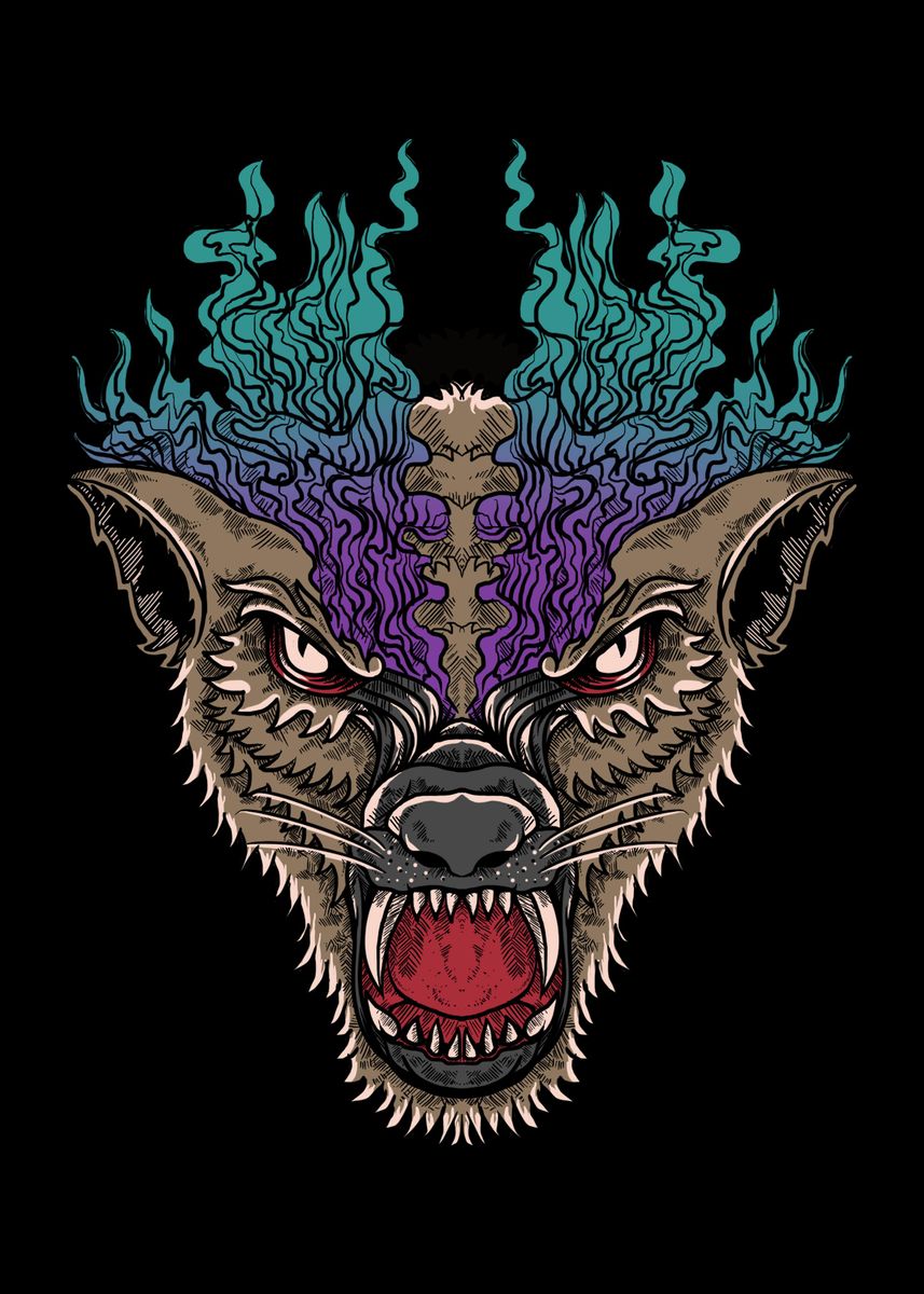 'Wolf On Fire' Poster, picture, metal print, paint by richoirvansyah ...