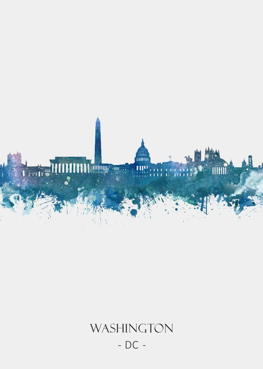 'Washington DC Skyline' Poster, picture, metal print, paint by ...