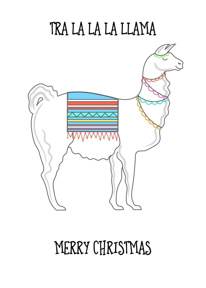 'Llama Christmas Greeting ' Poster by Adam Regester | Displate