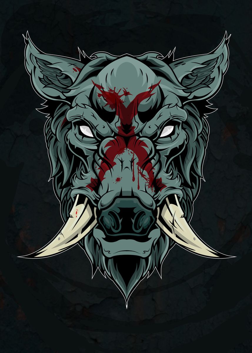 'Boar' Poster, picture, metal print, paint by Will Fountain | Displate
